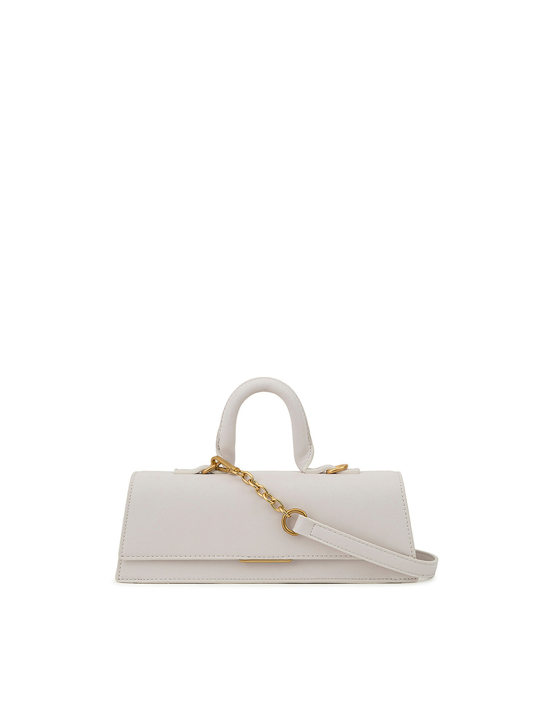Buy MIRAGGIO White Solid Structured Handheld Bag With Shoulder Strap ...