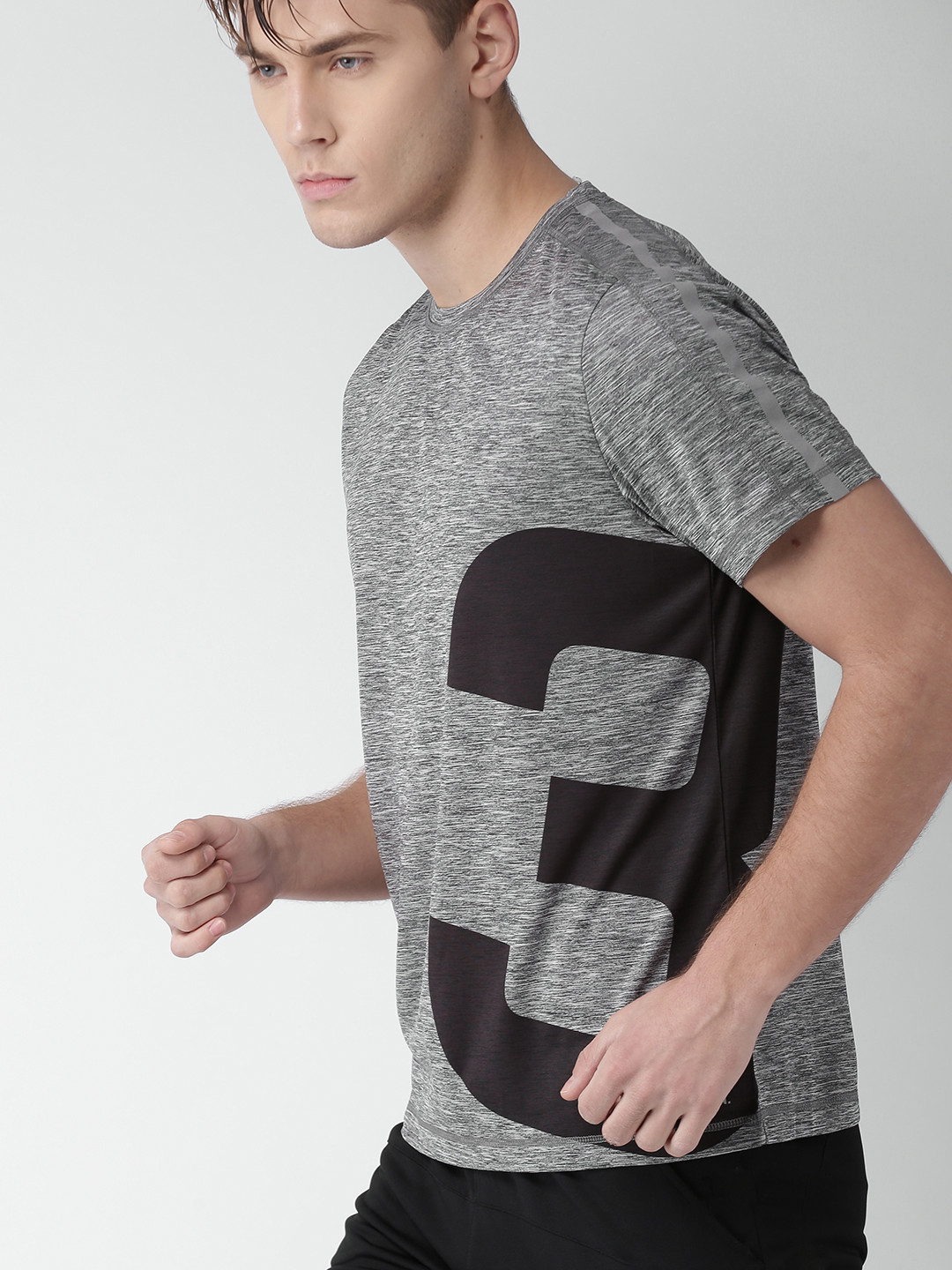 Buy U.S. Polo Assn. Men Grey Melange Printed Round Neck T Shirt ...