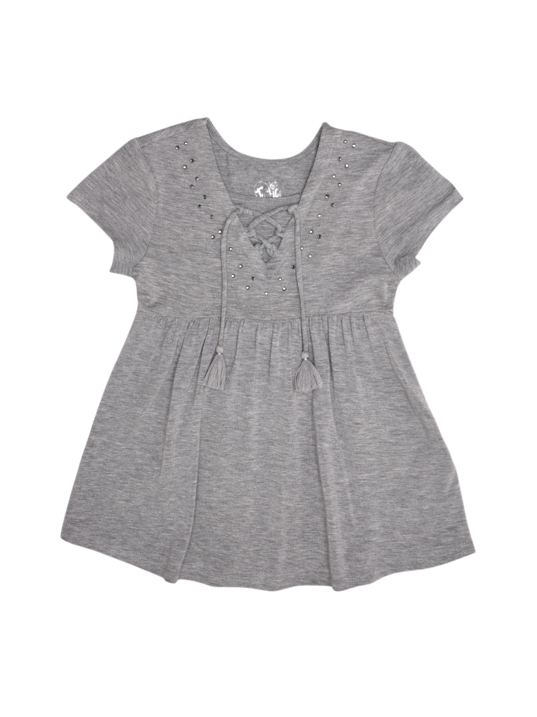 Buy JUSTICE Girls Grey Solid Fit & Flare Dress - Dresses for Girls ...