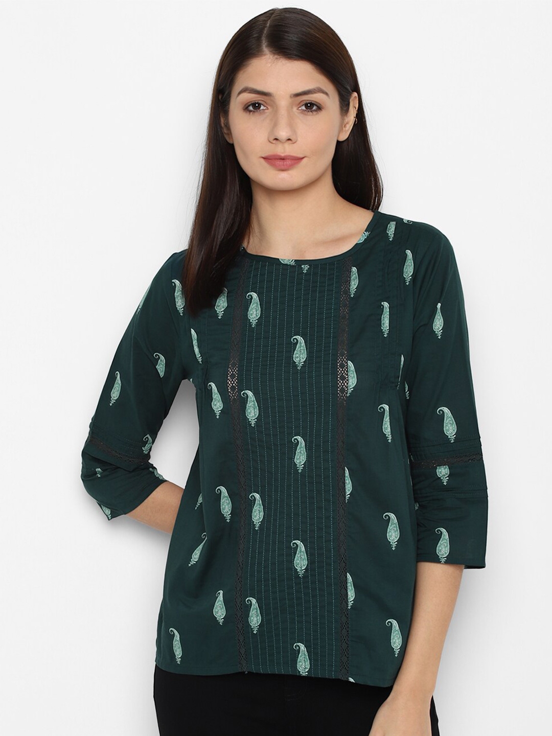 Buy Allen Solly Woman Green Print Top Tops For Women 16838734 Myntra
