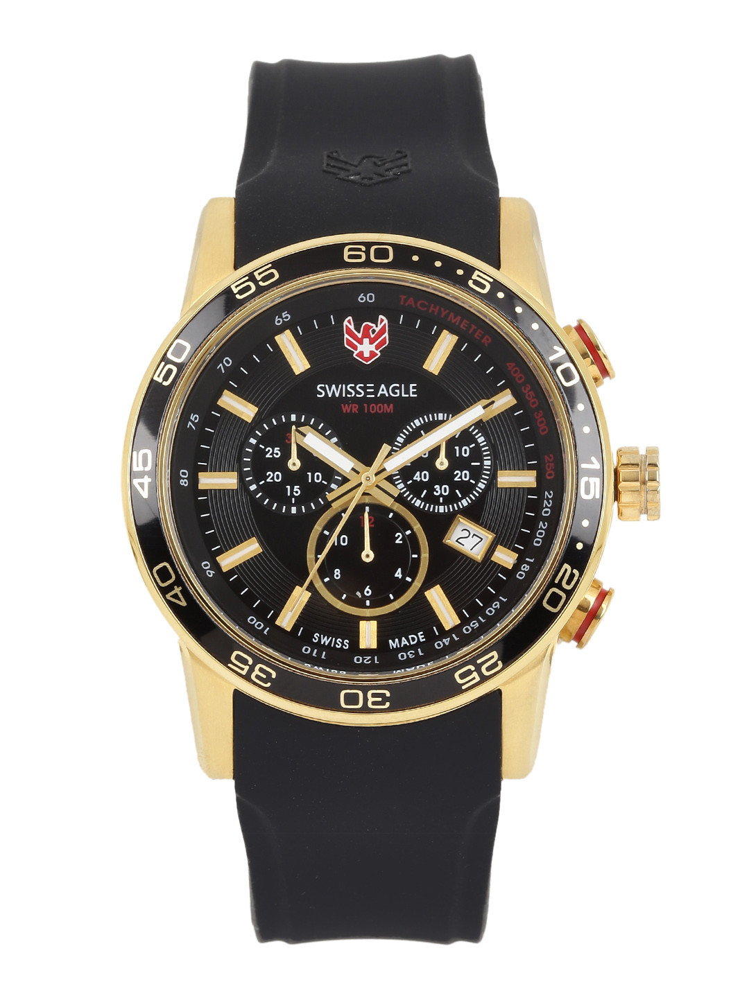 Buy Swiss Eagle Men Black Textured Chronograph Watch SE 9057 04 ...