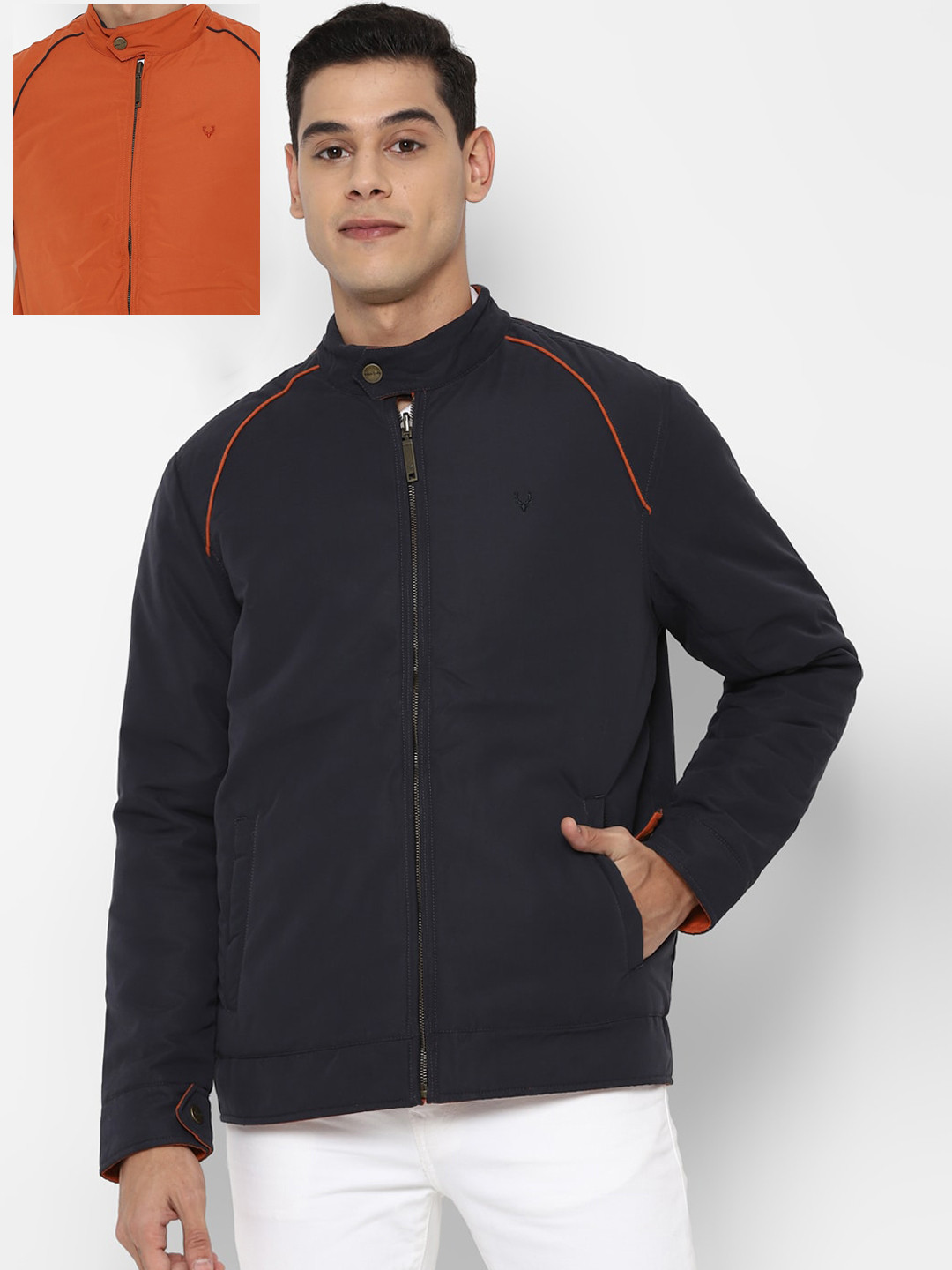 Buy Allen Solly Men Orange & Black Reversible Tailored Jacket - Jackets ...