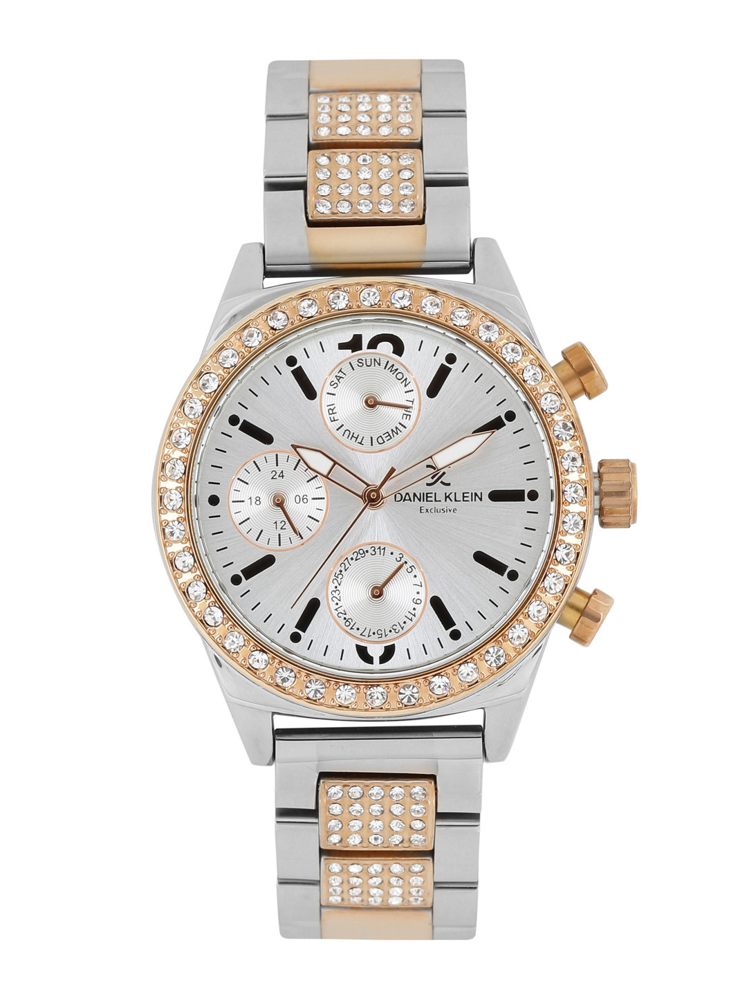 Buy Daniel Klein Exclusive Women Silver Toned Multifunctional Analogue ...