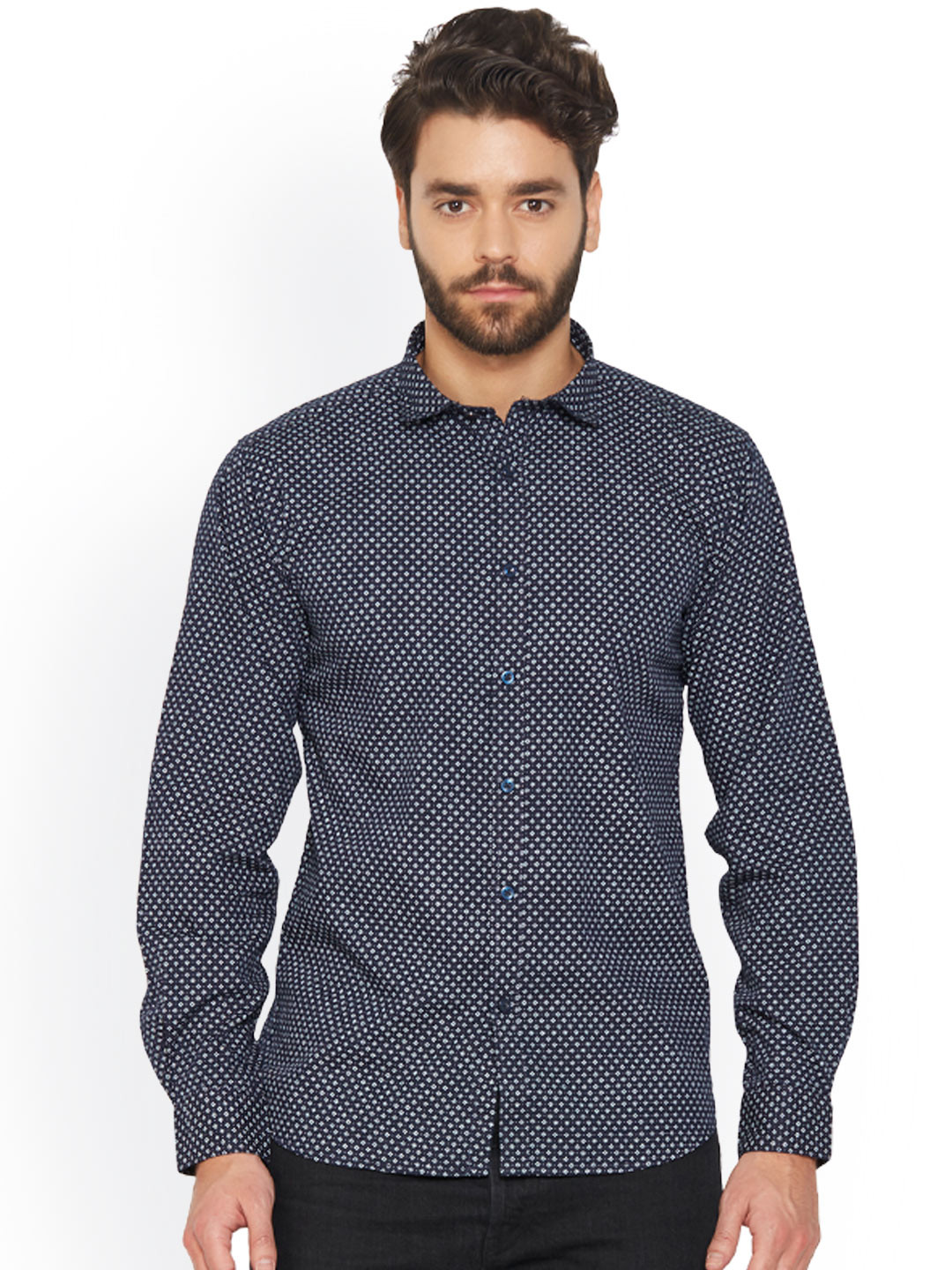 Buy Springfield Men Blue Slim Fit Printed Casual Shirt - Shirts for Men ...