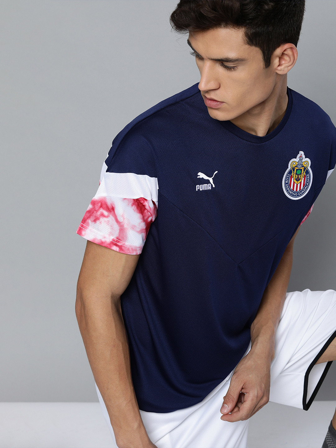 Buy Puma Men Blue & Multicoloured Colourblocked Sports T Shirt ...