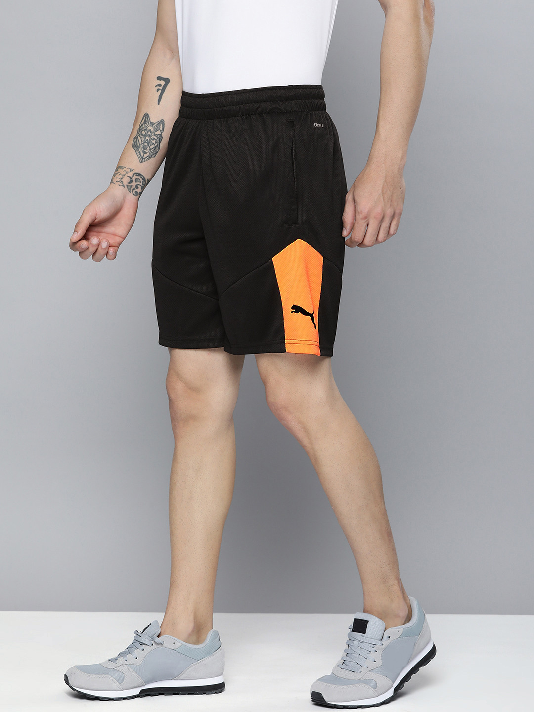 Buy Puma Men Black & Orange Colourblocked Training Football Shorts ...