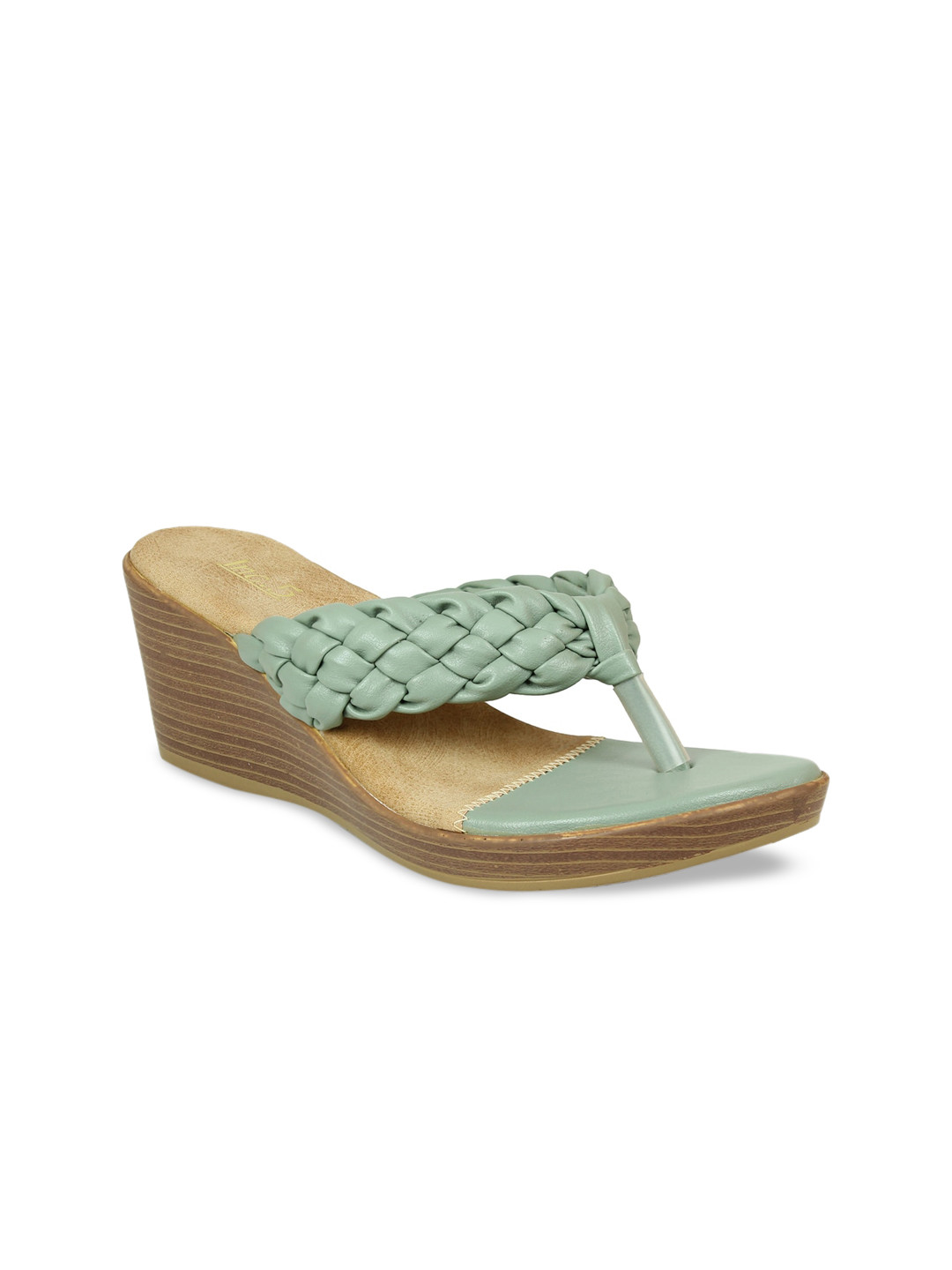 Buy Inc 5 Green Textured Wedge Sandals - Heels for Women 16850640 | Myntra