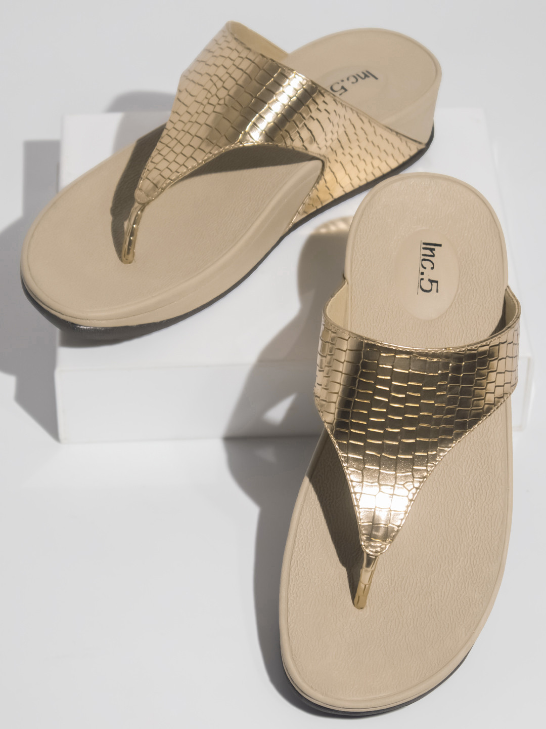 Buy Inc 5 Rose Gold Wedge Sandals - Heels for Women 16850646 | Myntra