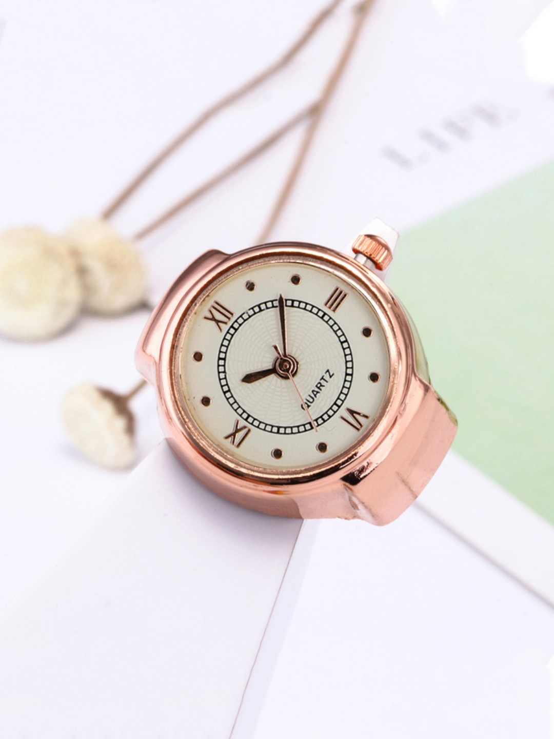 Buy Yellow Chimes Rose Gold Plated Dial Analog Watch Stretchable Finger ...
