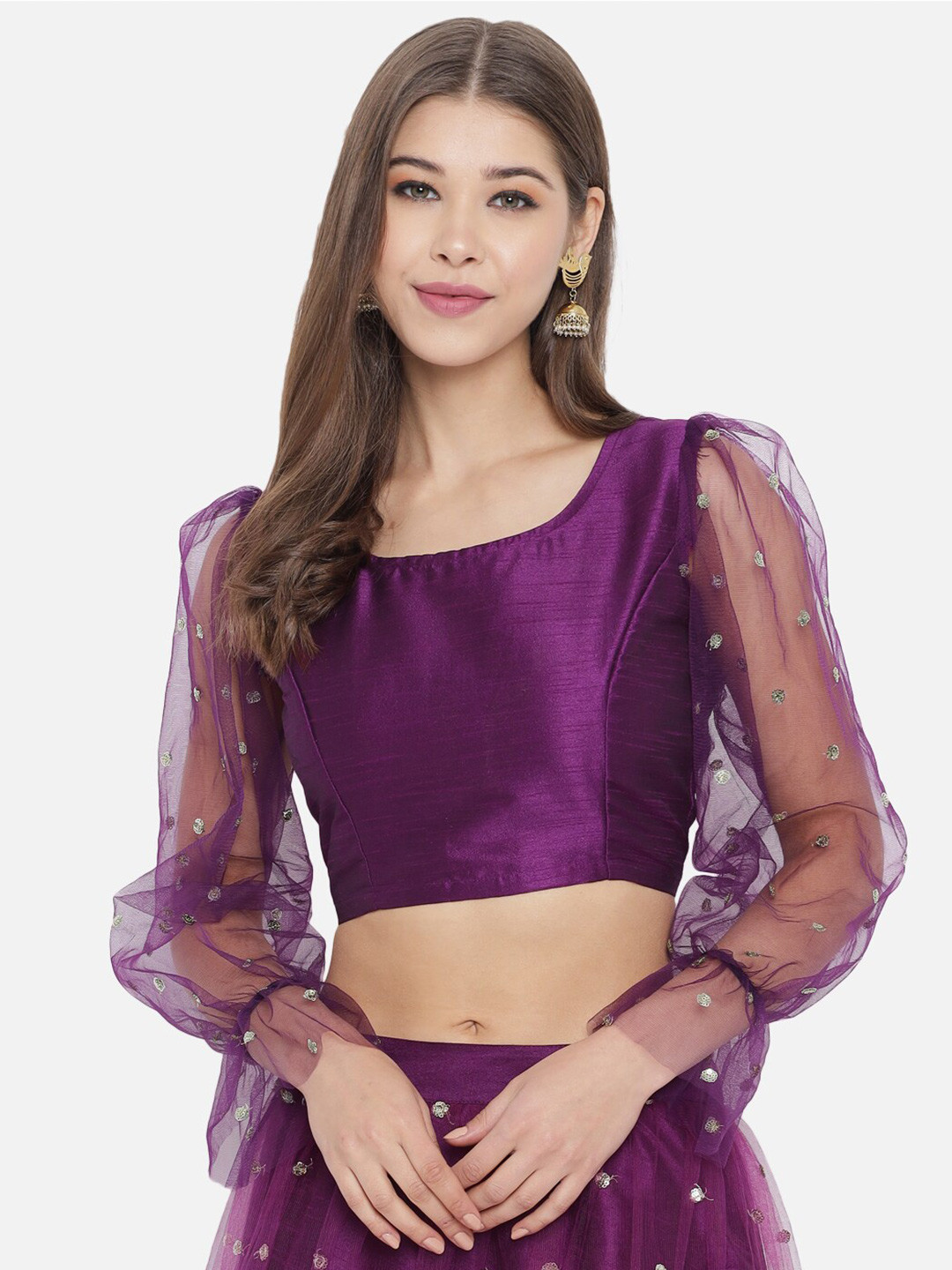 Buy Studio Rasa Purple Sheer Net Crop Top - Tops for Women 16851654 ...