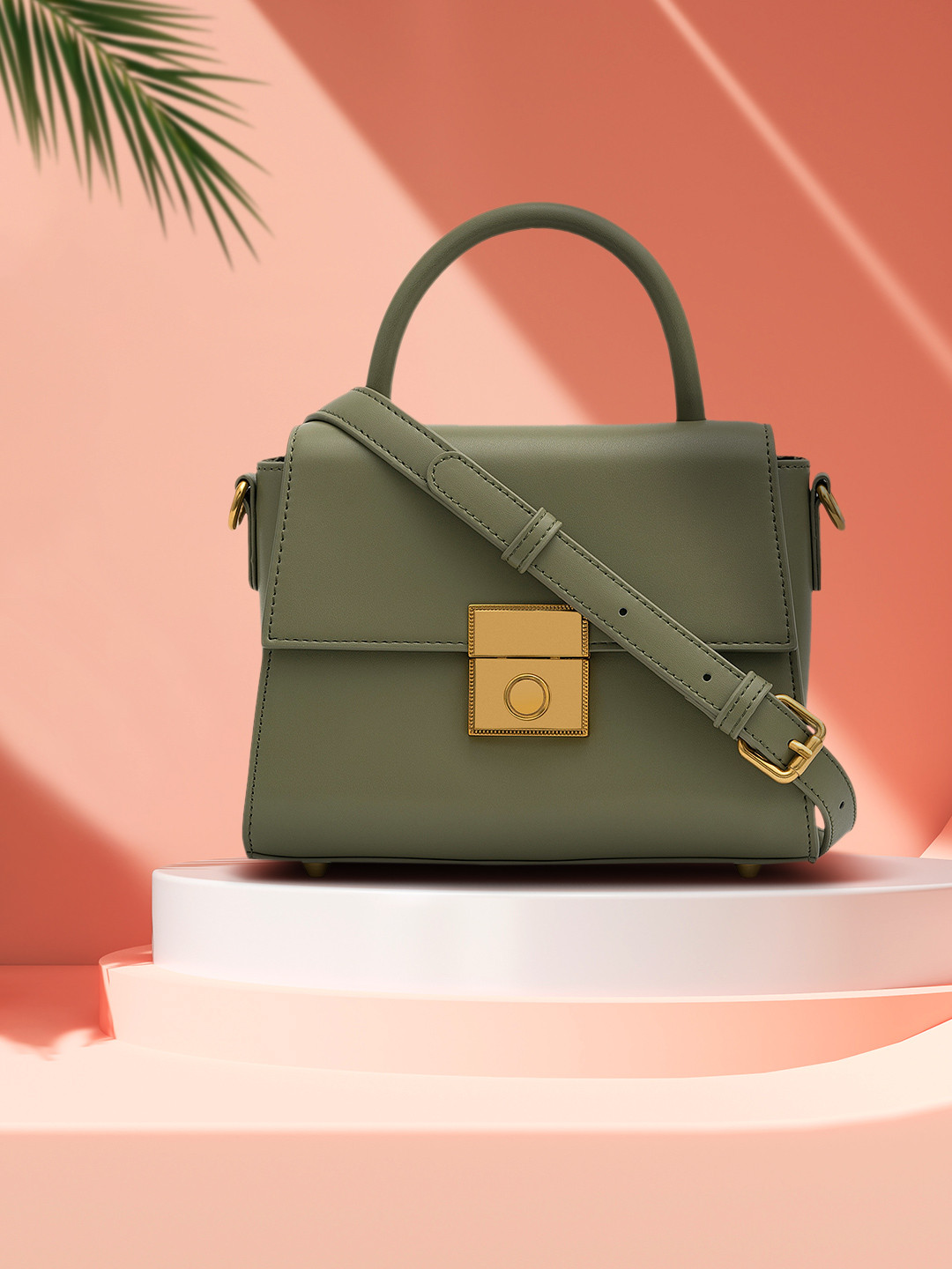 Buy MIRAGGIO Olive Green Structured Satchel Bag - Handbags for Women ...