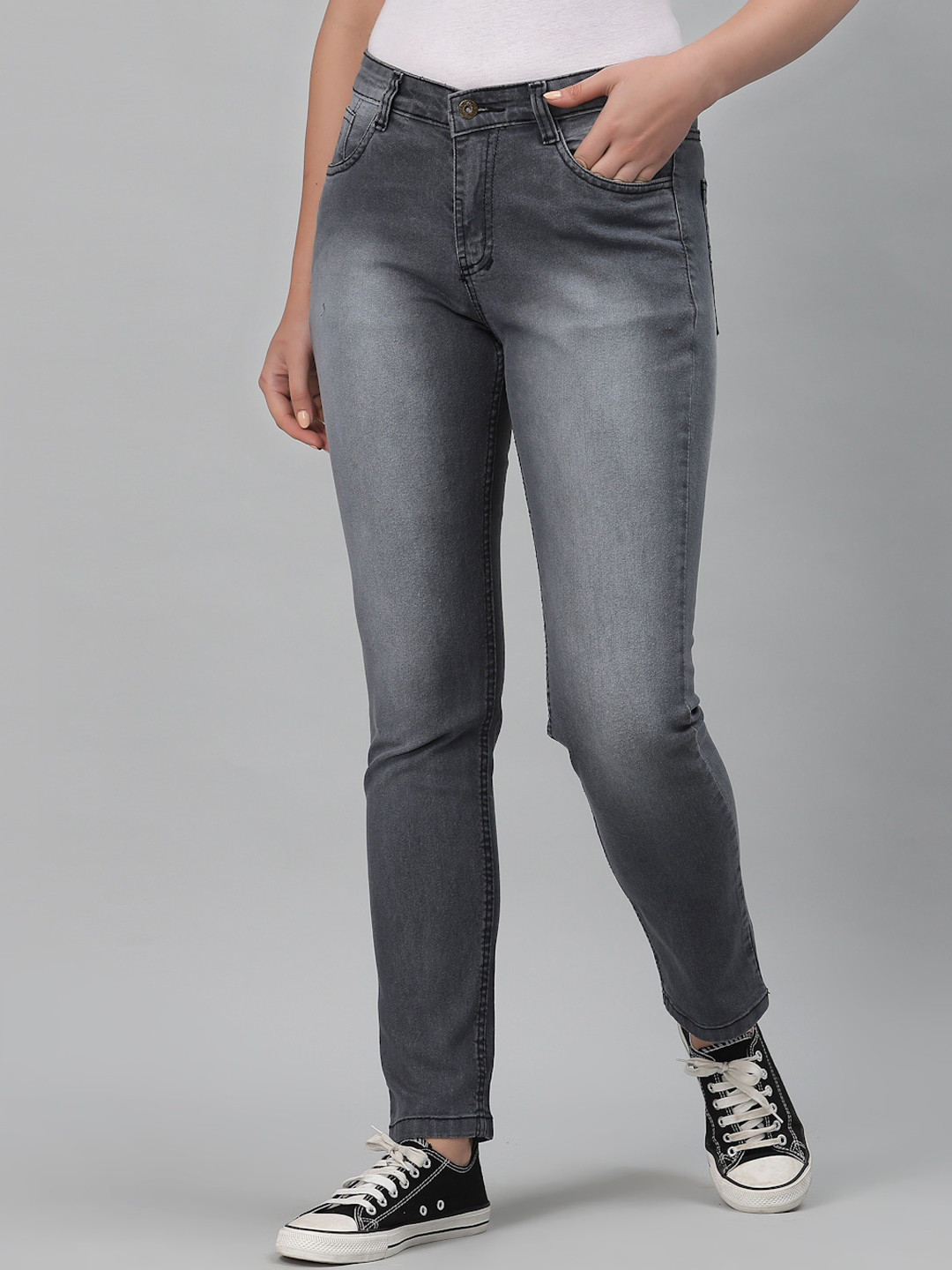 Buy Selvia Women Grey Skinny Fit Light Fade Stretchable Jeans - Jeans ...