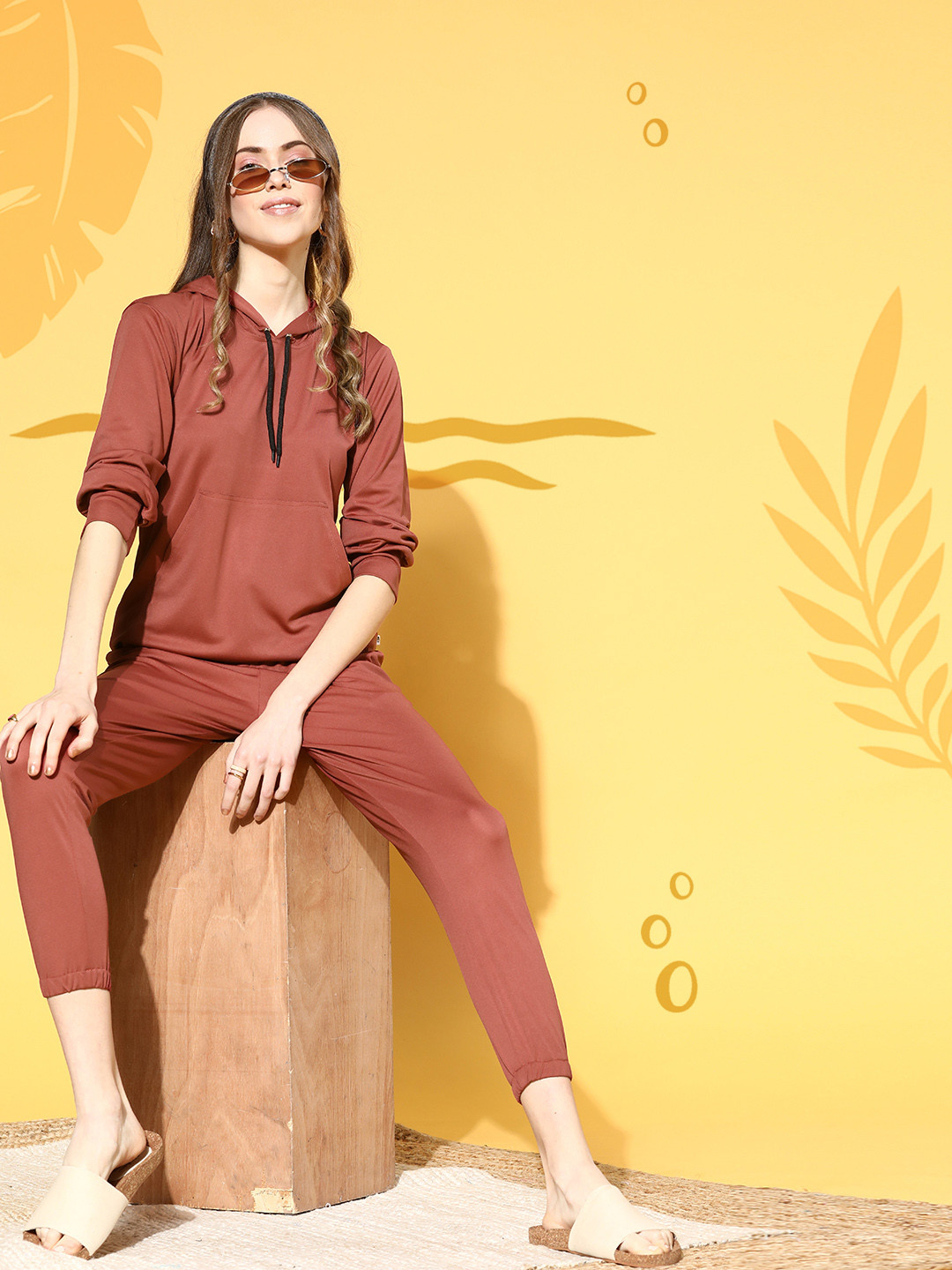 Buy Bannos Swagger Chic Brown Solid Leisure Set Co Ords - Co Ords for ...