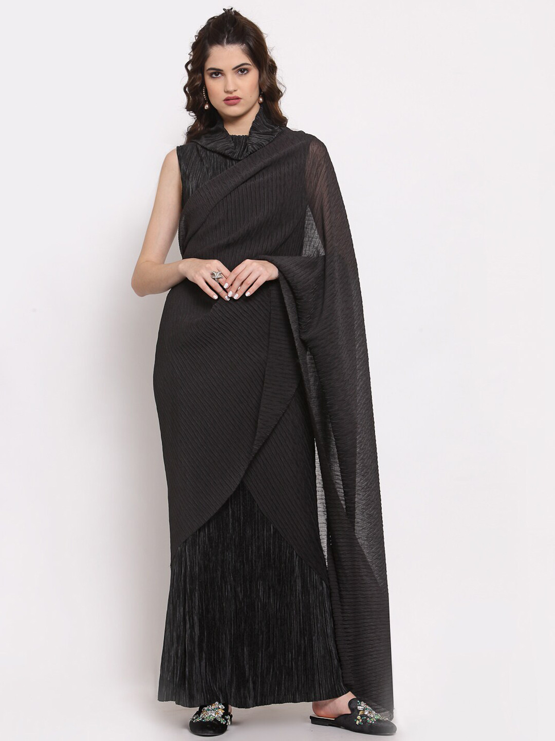 Buy LELA Black Ready To Wear Saree - Sarees for Women 16855068 | Myntra