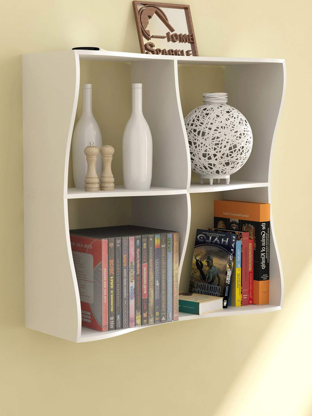 Buy Home Sparkle White Wave Wall Shelf - Wall Shelves for Unisex ...