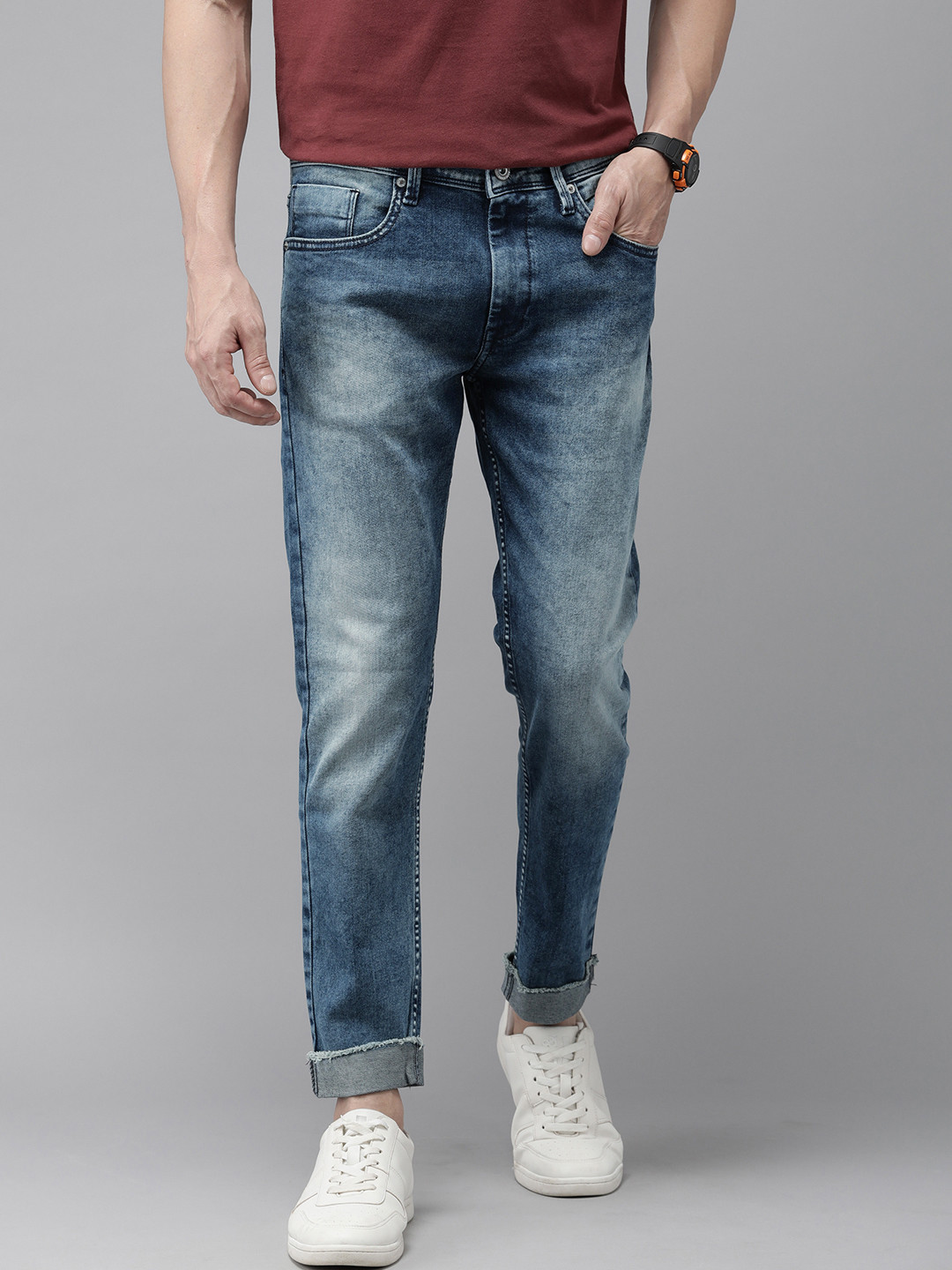 Buy BEAT LONDON By PEPE JEANS Men Blue Bolton Chinox Skinny Fit Heavy ...