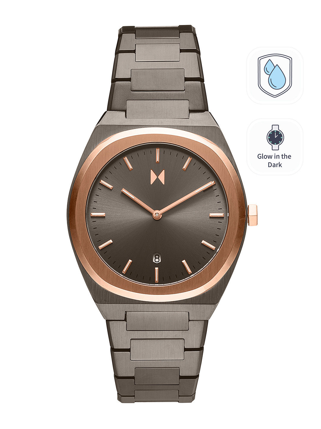 Buy MVMT Men Charcoal Grey Dial & Gunmetal Toned Bracelet Style Straps Analogue Watch 28000172 ...