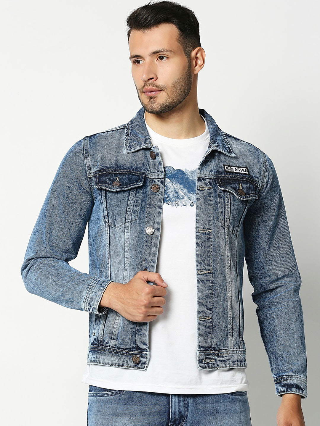 Buy High Star Men Blue Washed Denim Jacket - Jackets for Men 16863694 ...