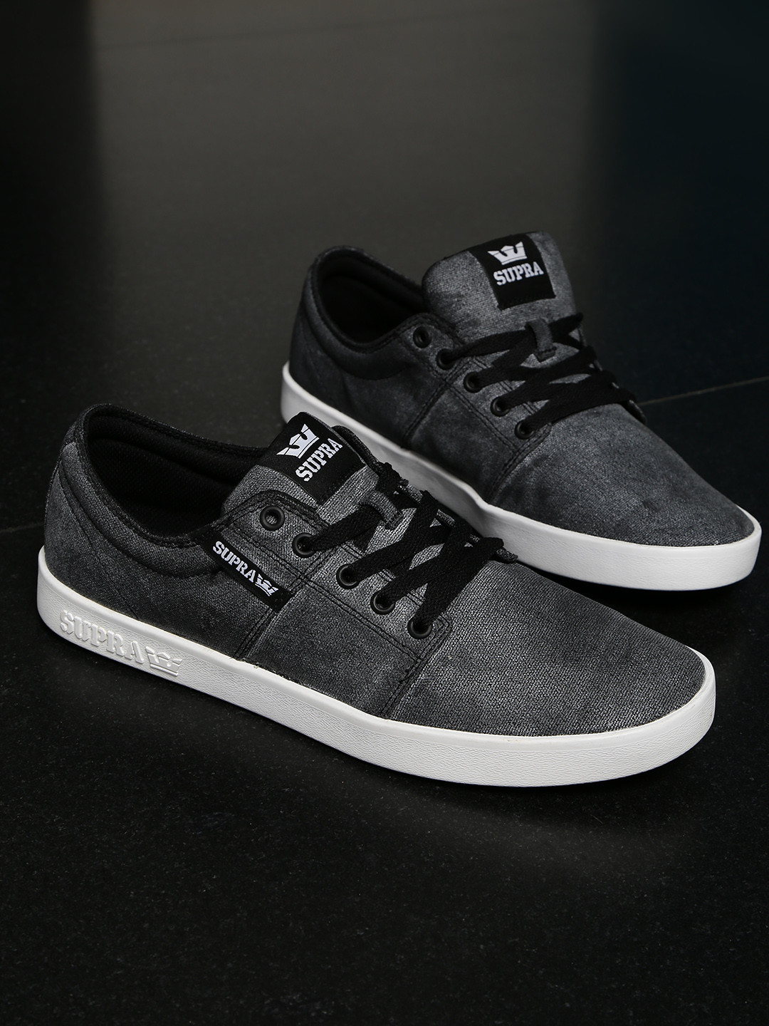 Buy Supra Men Charcoal Solid Regular Sneakers - Casual Shoes for Men ...