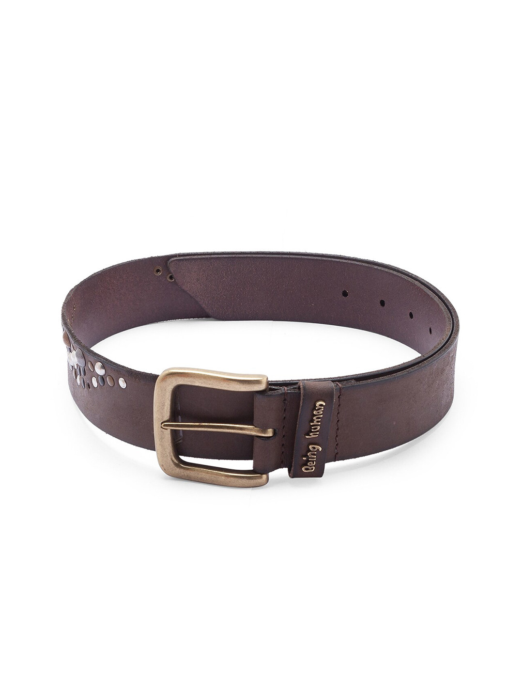 Buy Being Human Men Brown Embellished Leather Belt - Belts for Men ...
