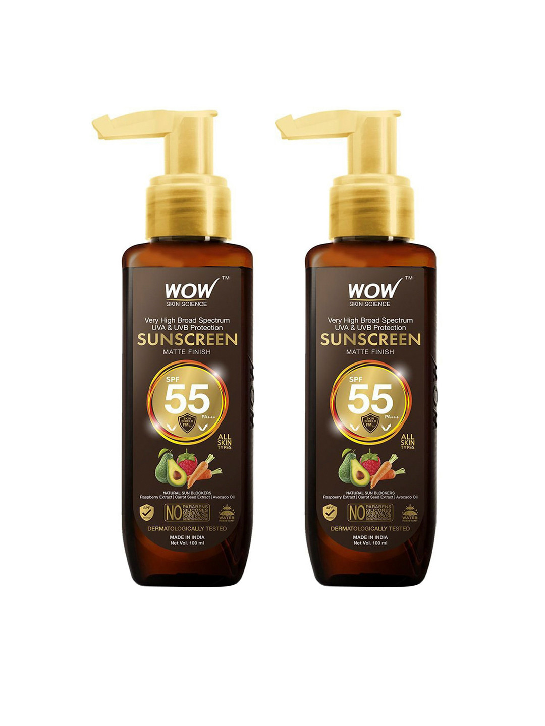 Buy WOW SKIN SCIENCE Set Of 2 Sunscreen Matte Finish SPF 55 PA+++ 100 ...