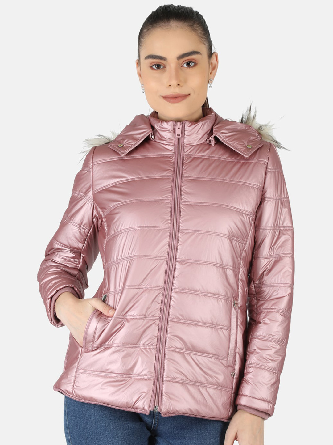Buy Monte Carlo Women Pink Lightweight Cotton Parka Jacket - Jackets ...