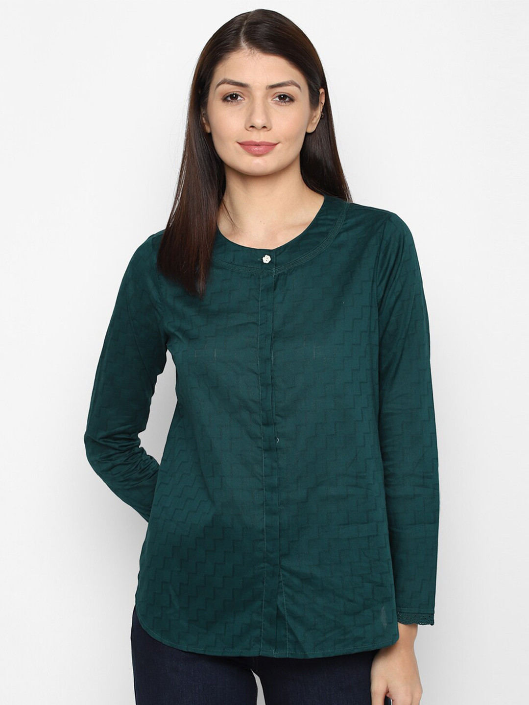 Buy Allen Solly Woman Green Print Top - Tops for Women 16868858 | Myntra