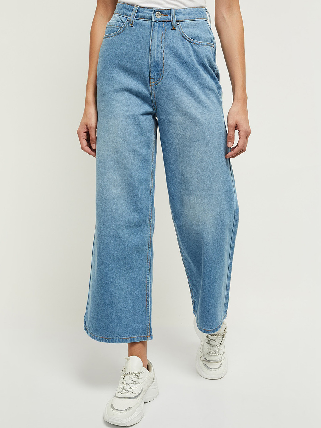 Buy Max Women Blue Flared Mid Rise Clean Look Flared Fit Cropped Jeans ...