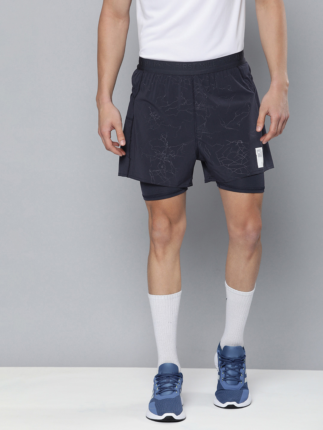 Buy Puma Men Navy Blue Printed DryCELL First Mile Running Sports ...