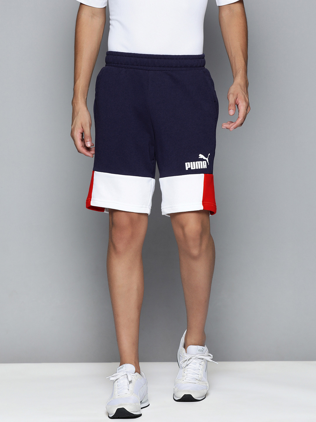 Buy Puma Men Navy Blue And White Colourblocked Regular Fit Sports ...
