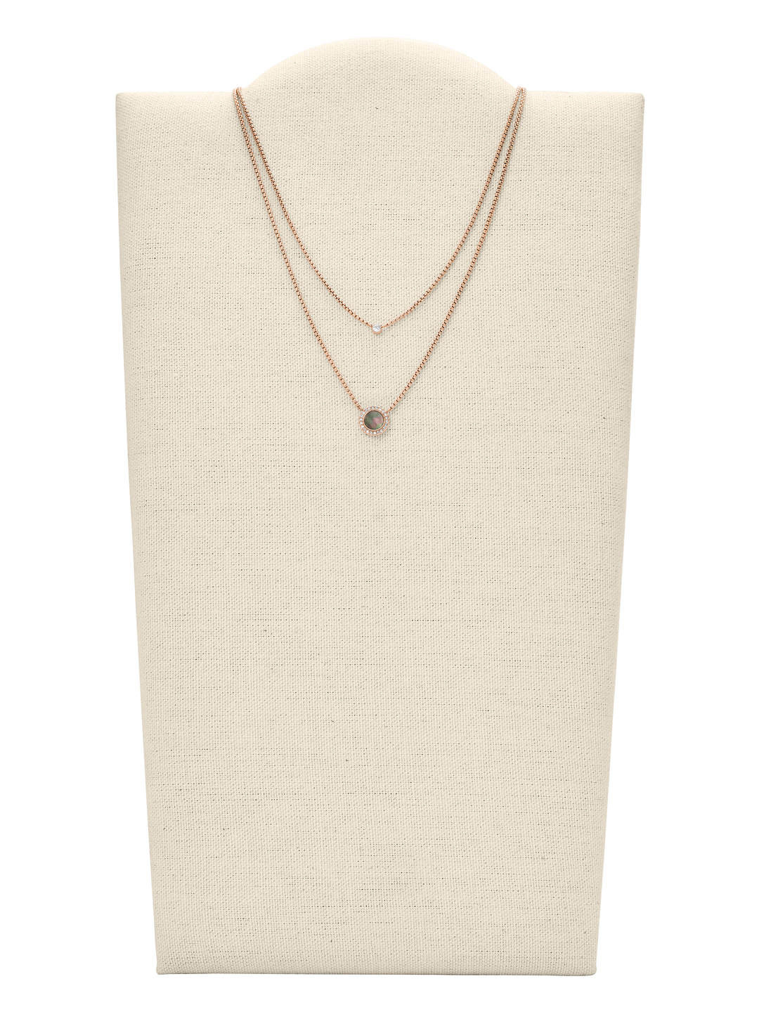 Buy Fossil Women Rose Gold 2 Layered Minimal Chain Necklace - Necklace ...