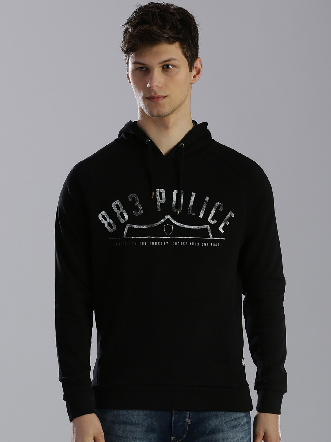 Buy 883 Police Black Hooded Sweatshirt - Sweatshirts for Men 1688592 ...
