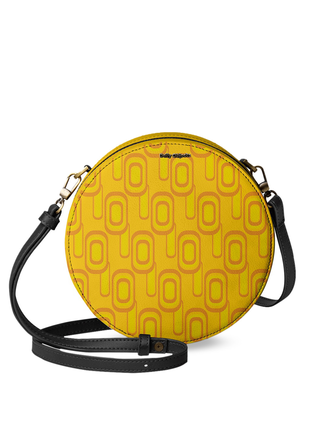 Buy DailyObjects Yellow Geometric Printed PU Structured Sling Bag ...