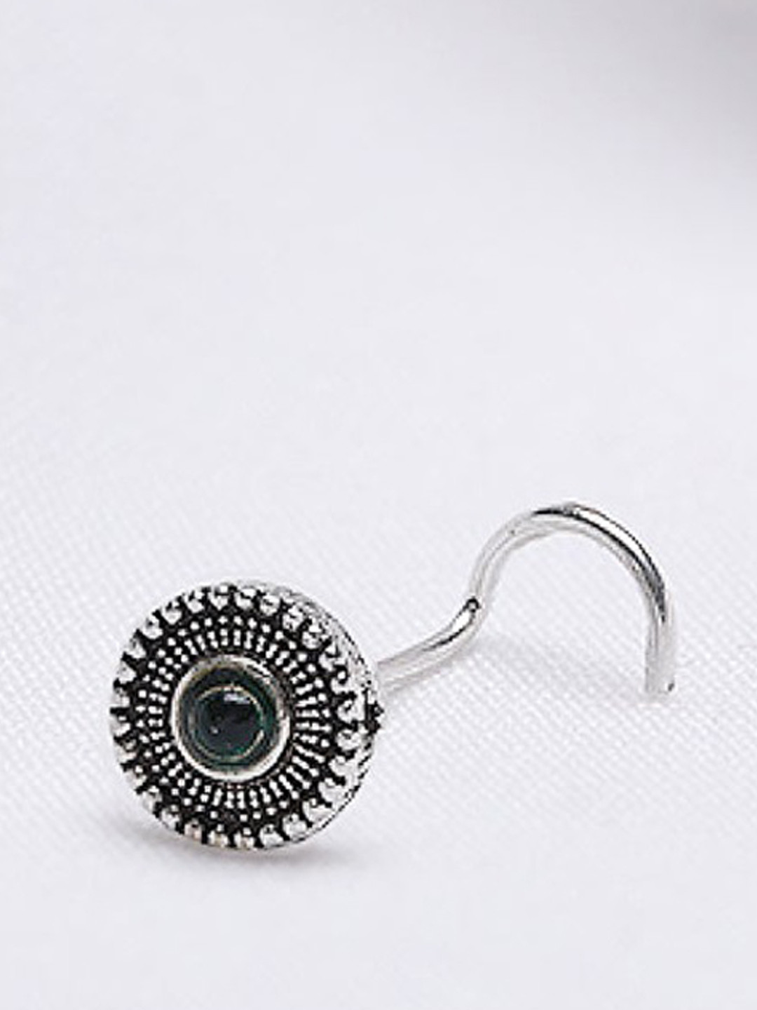 Buy GIVA Oxidised Silver Toned & Green Nose Ring - Nosepin for Women ...