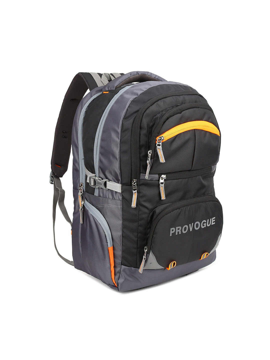 Buy Provogue Unisex Black & Grey Colourblocked Backpack With Reflective ...