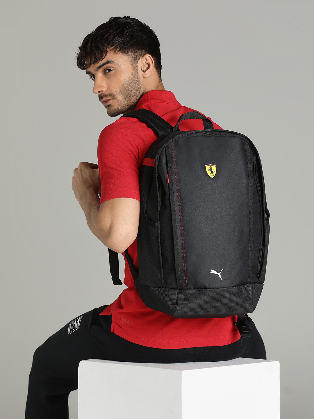 Buy PUMA Motorsport Unisex Black Ferrari Brand Logo Backpack ...