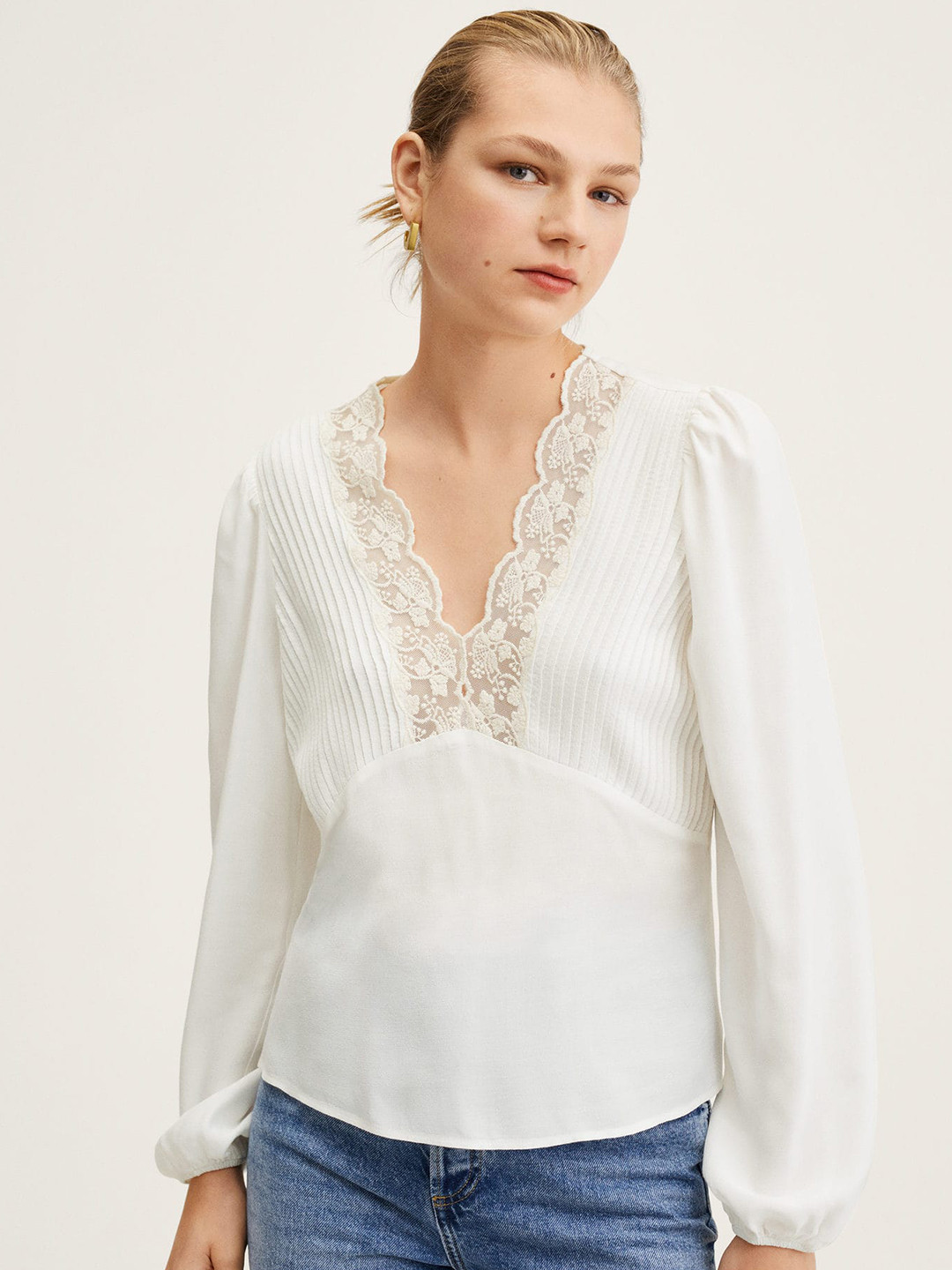 Buy MANGO Women White Solid Lace Top - Tops for Women 16892336 | Myntra