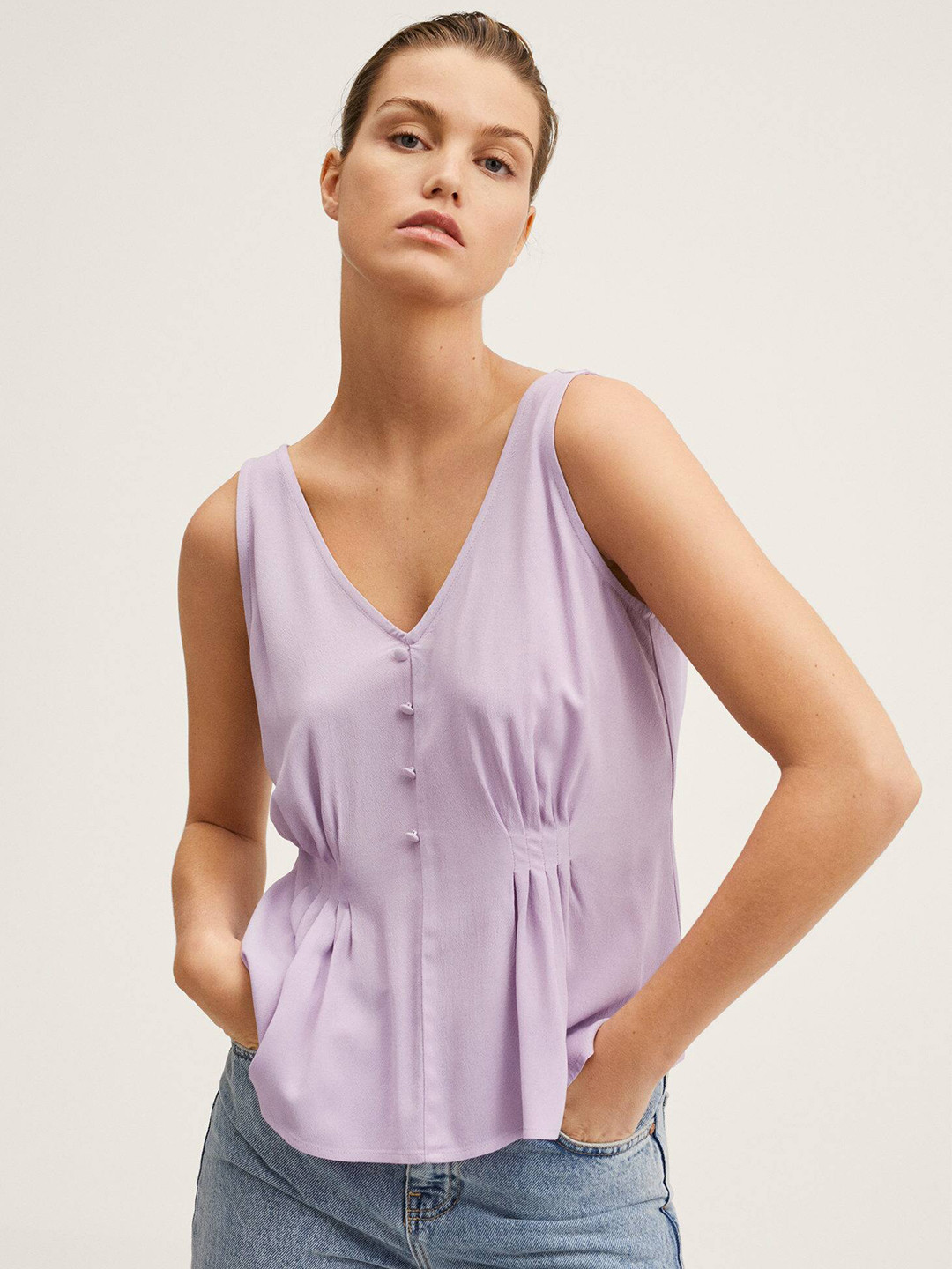 Buy MANGO Women Lavender Solid Top - Tops for Women 16892350 | Myntra