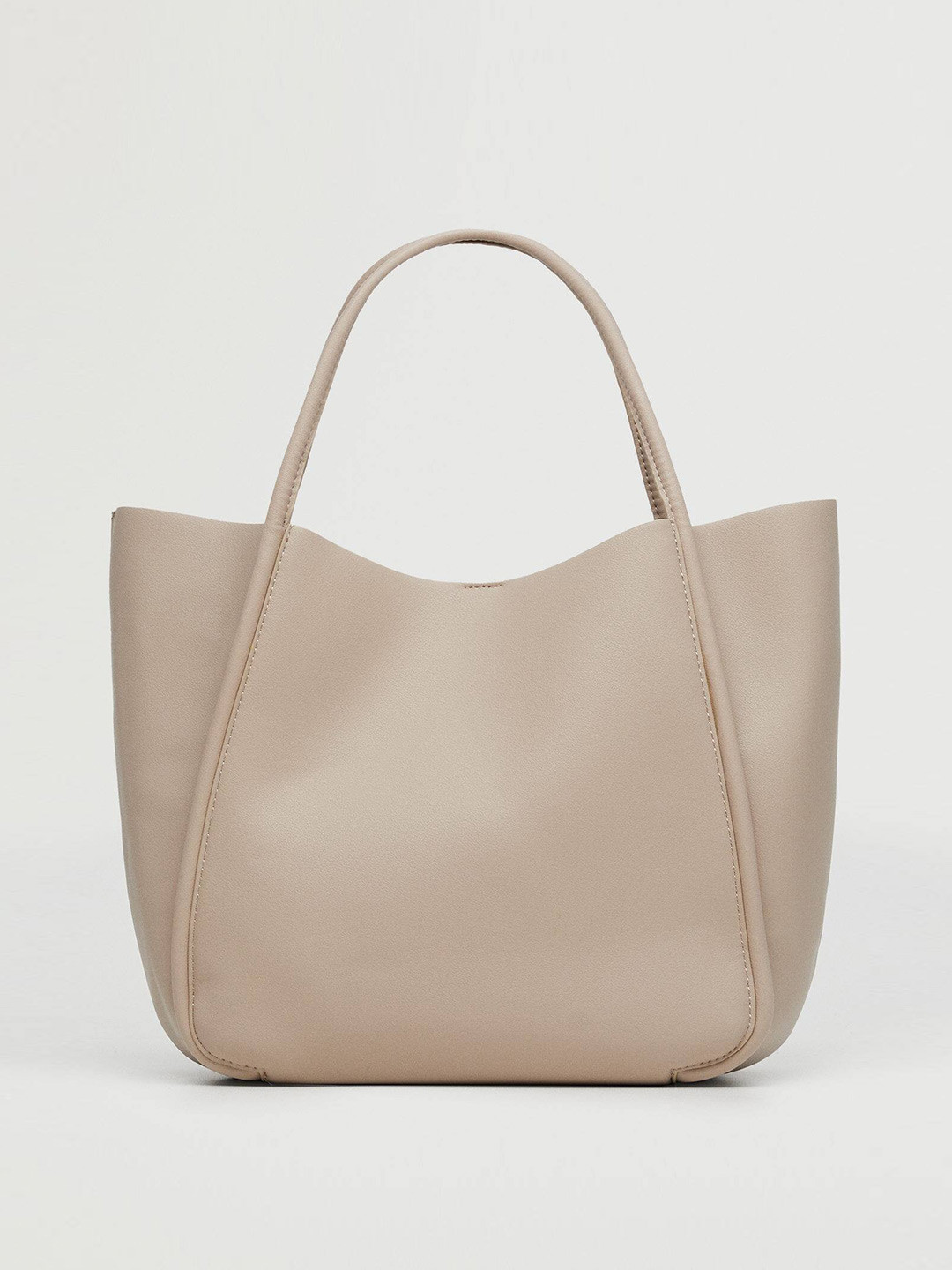 Buy MANGO Grey Solid Structured Shoulder Bag - Handbags for Women ...