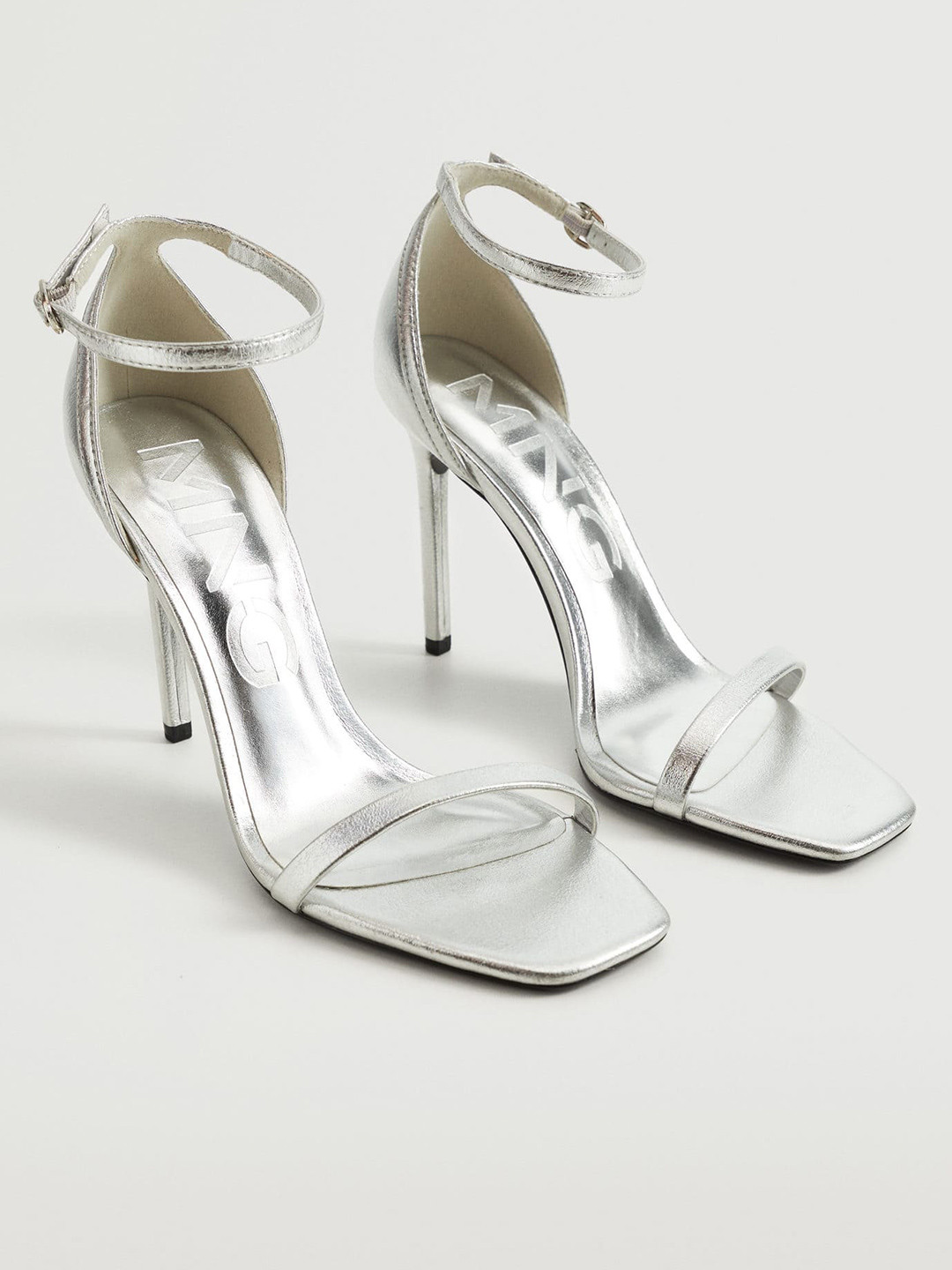 Buy MANGO Silver Toned Solid Stiletto Heels - Heels for Women 16892578 ...