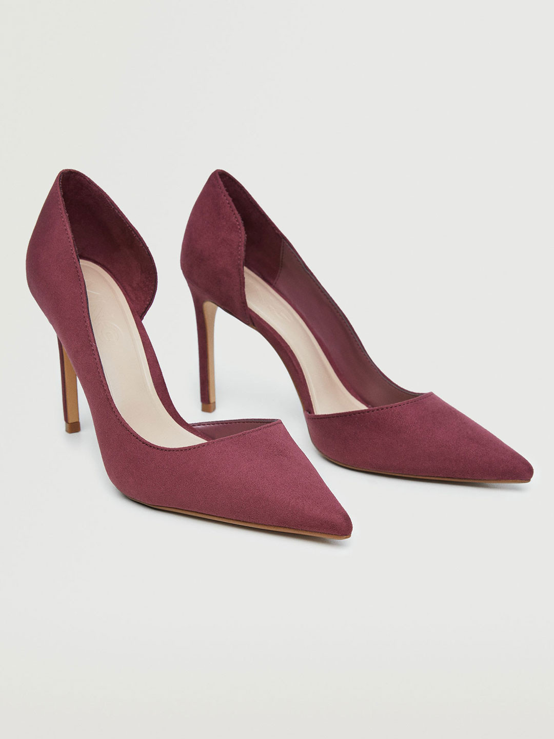 Buy MANGO Burgundy Solid Suede Finish Pumps - Heels for Women 16892590 ...