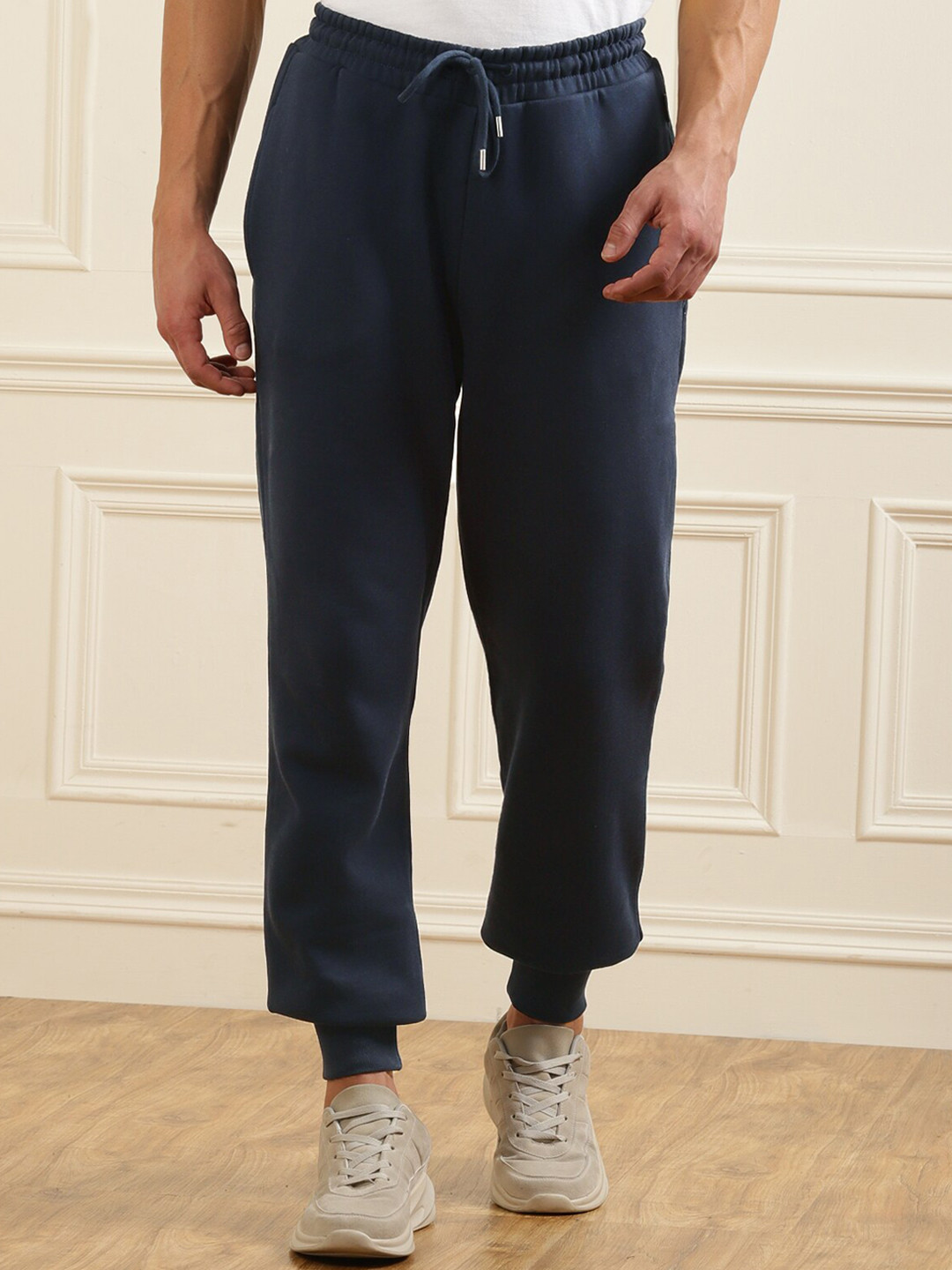 Buy Ted Baker Men Navy Blue Solid Pure Cotton Joggers - Track Pants for ...