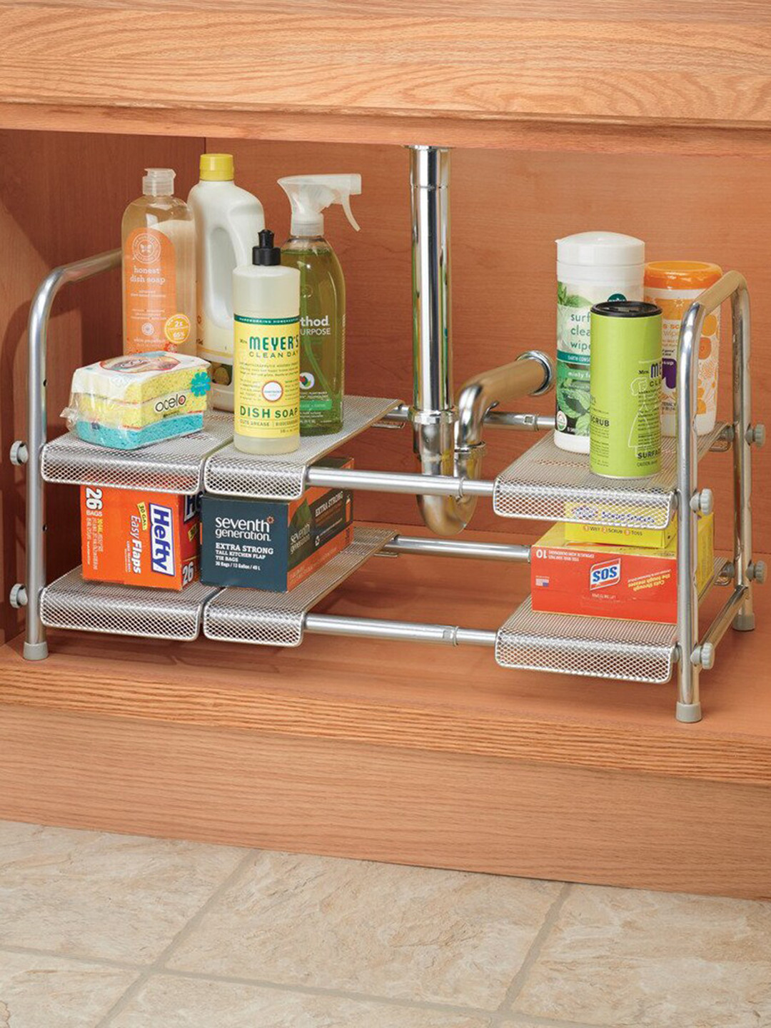 Buy INTERDESIGN Silver Toned Solid 2 Tier Expandable Shelf - Organisers ...
