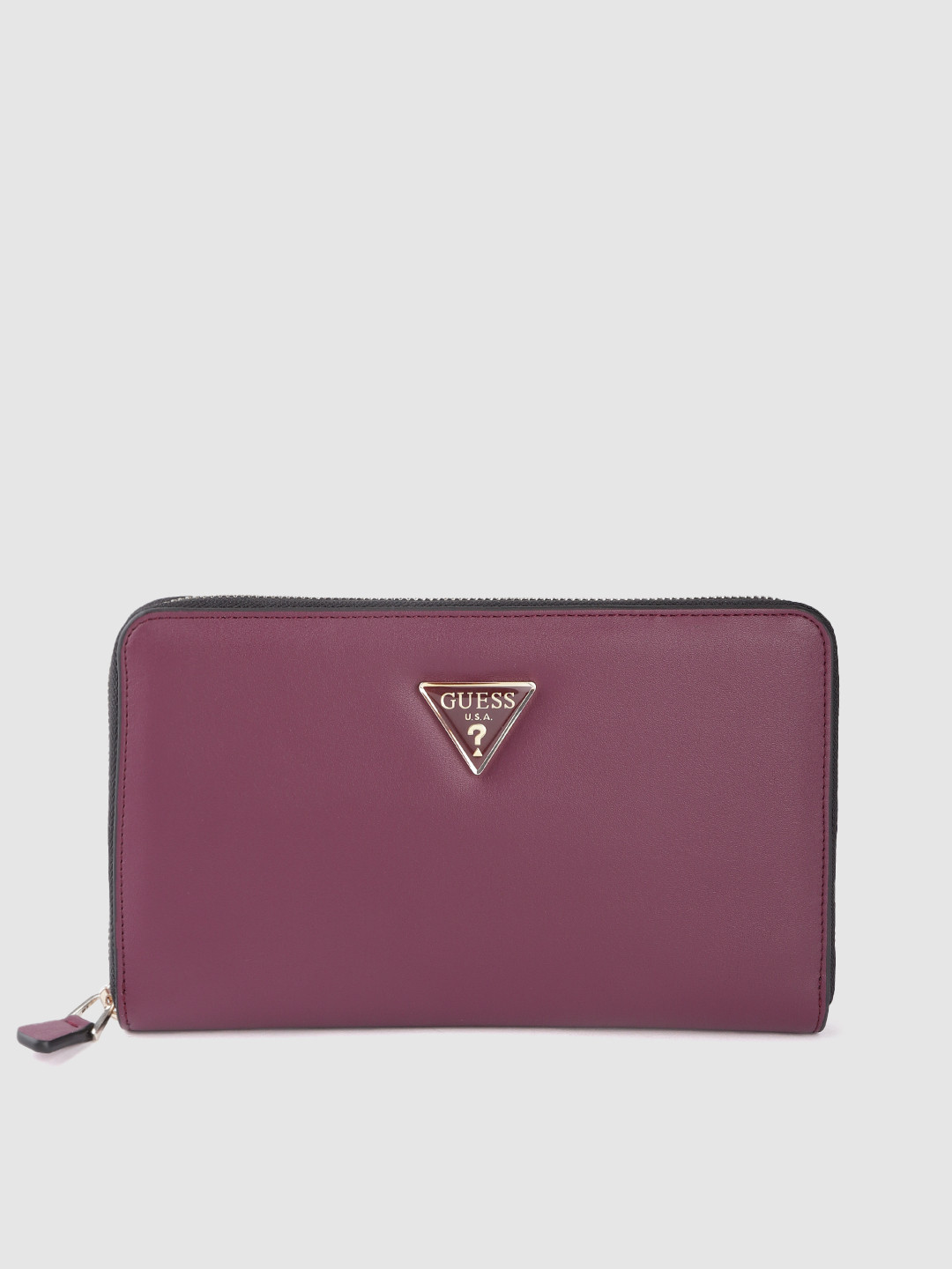 Buy GUESS Women Aubergine Solid Zip Around Wallet - Wallets for Women ...