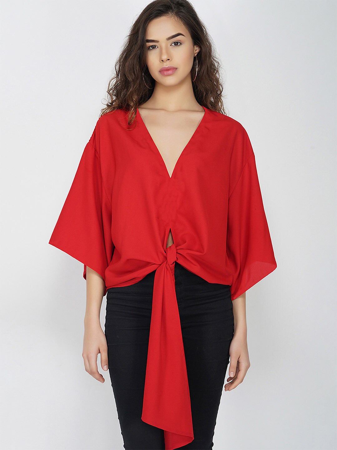 Buy SHAYE Red Wrap Top - Tops for Women 16896354 | Myntra