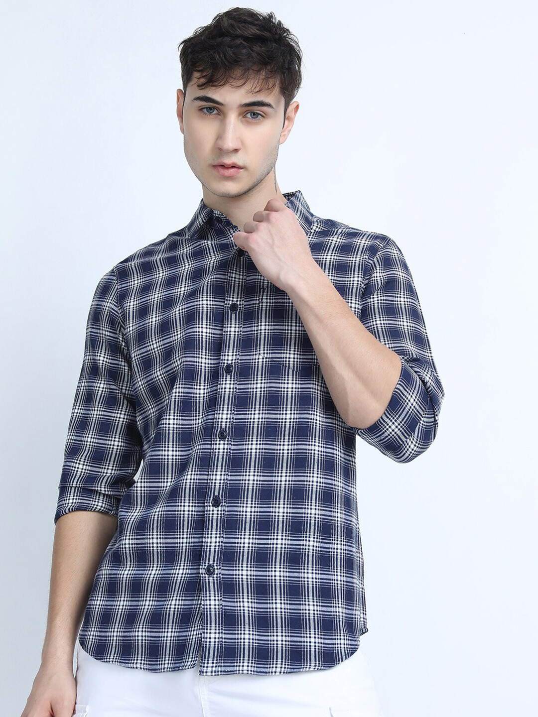 Buy KETCH Men White Slim Fit Checked Casual Shirt - Shirts for Men ...