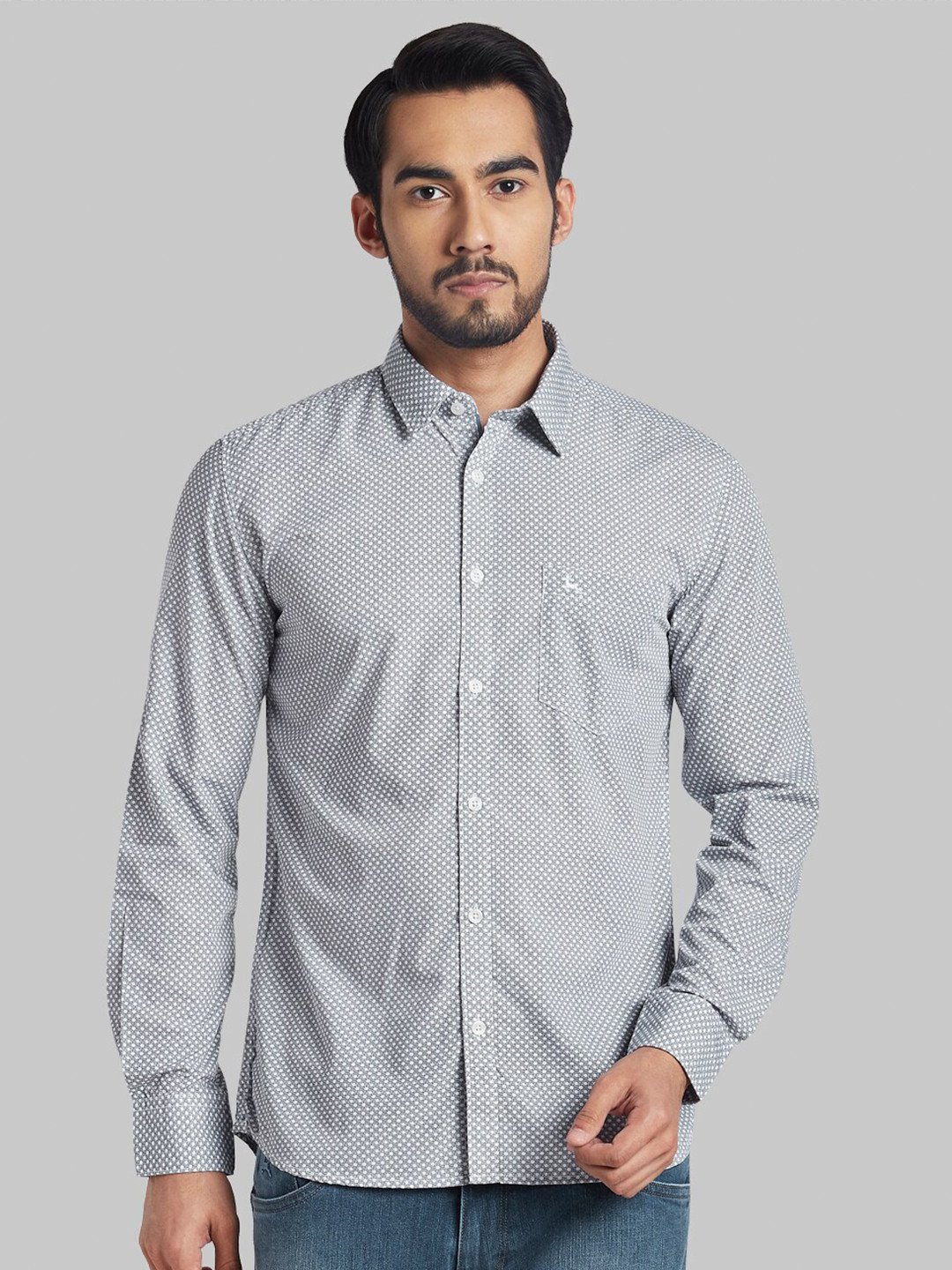 Buy Parx Men White Slim Fit Printed Casual Shirt - Shirts for Men ...