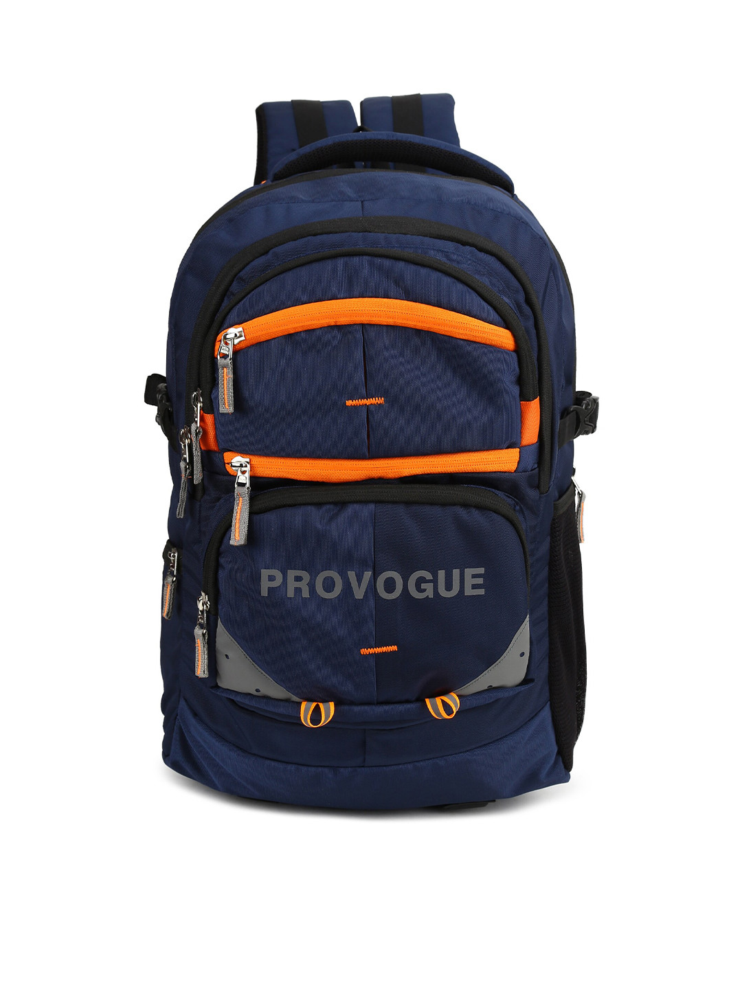 Buy Provogue Unisex Navy Blue & Orange Colourblocked Backpack With ...