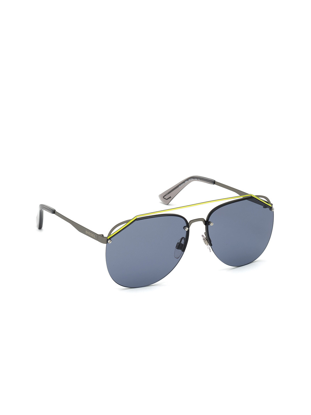 Buy DIESEL Men Blue Lens & Steel Toned Aviator Sunglasses With UV ...