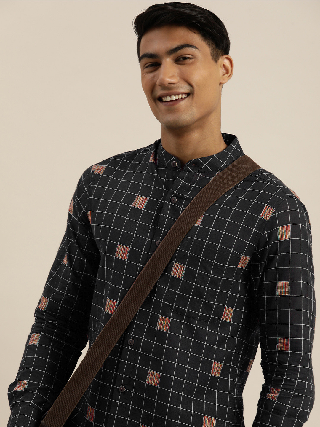 Buy Taavi Men Black Grid Tattersall Checked Woven Legacy Casual Shirt ...